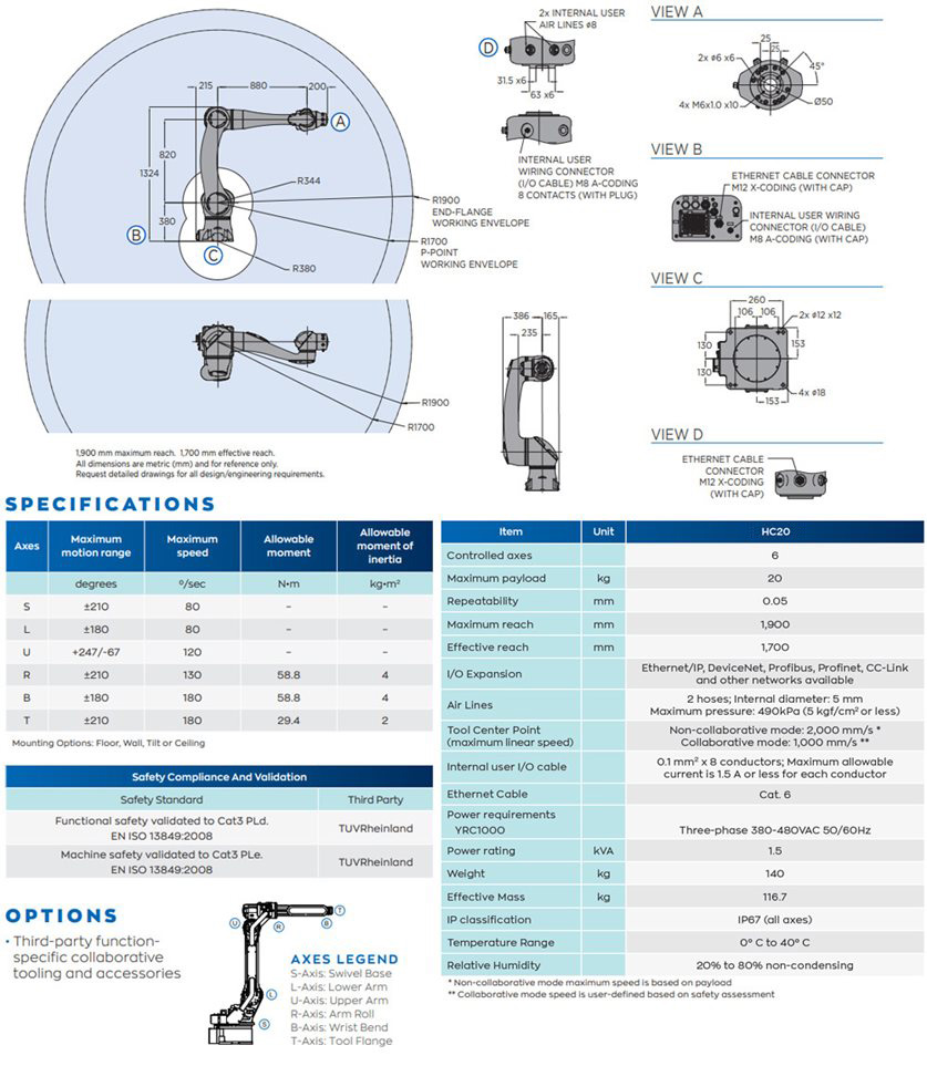 Motoman HC20 for Welding 20-kg Collaborative Robot for Welding